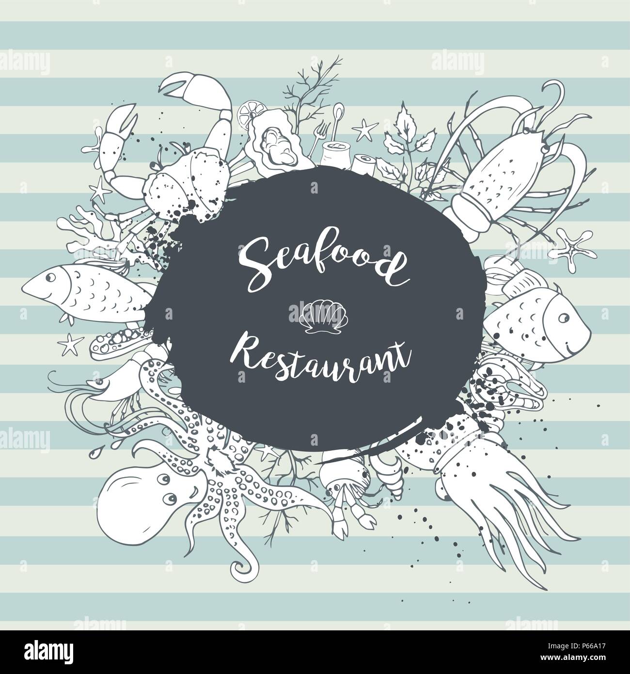 Fresh seafood background,doodle stock vector illustration Stock Vector ... Fresh seafood background,doodle stock vector illustration Stock Vector ...