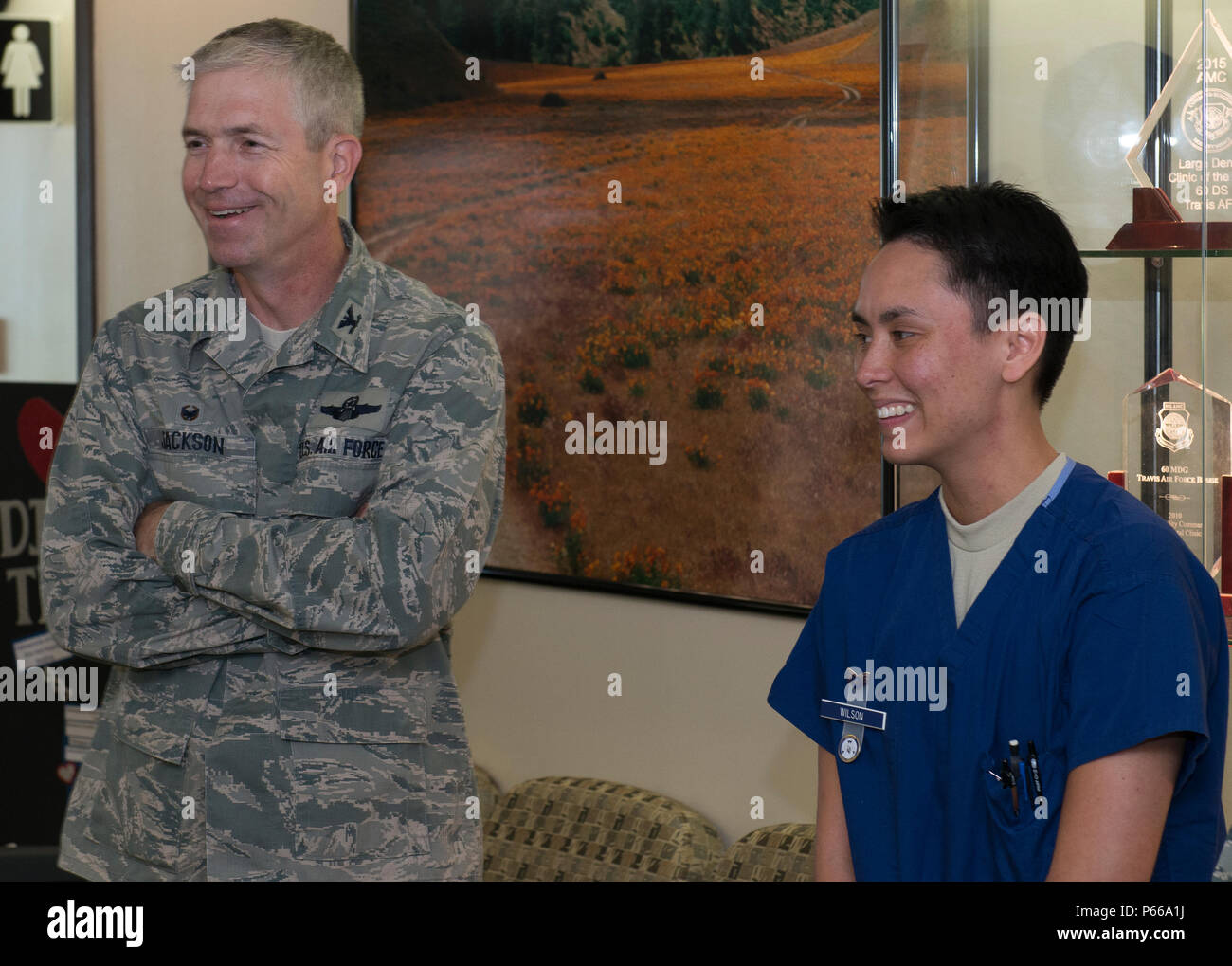 Colonel Joel Jackson, commander, 60th Air Mobility Wing, and Chief ...