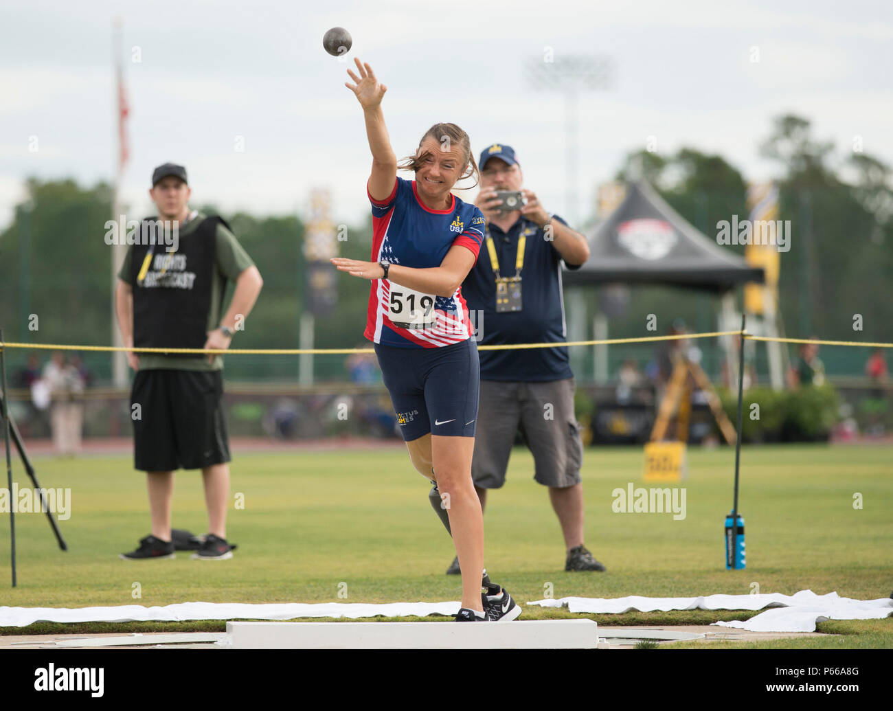U.S. Air Force Capt. Christy Wise competes in shot put during Invictus ...