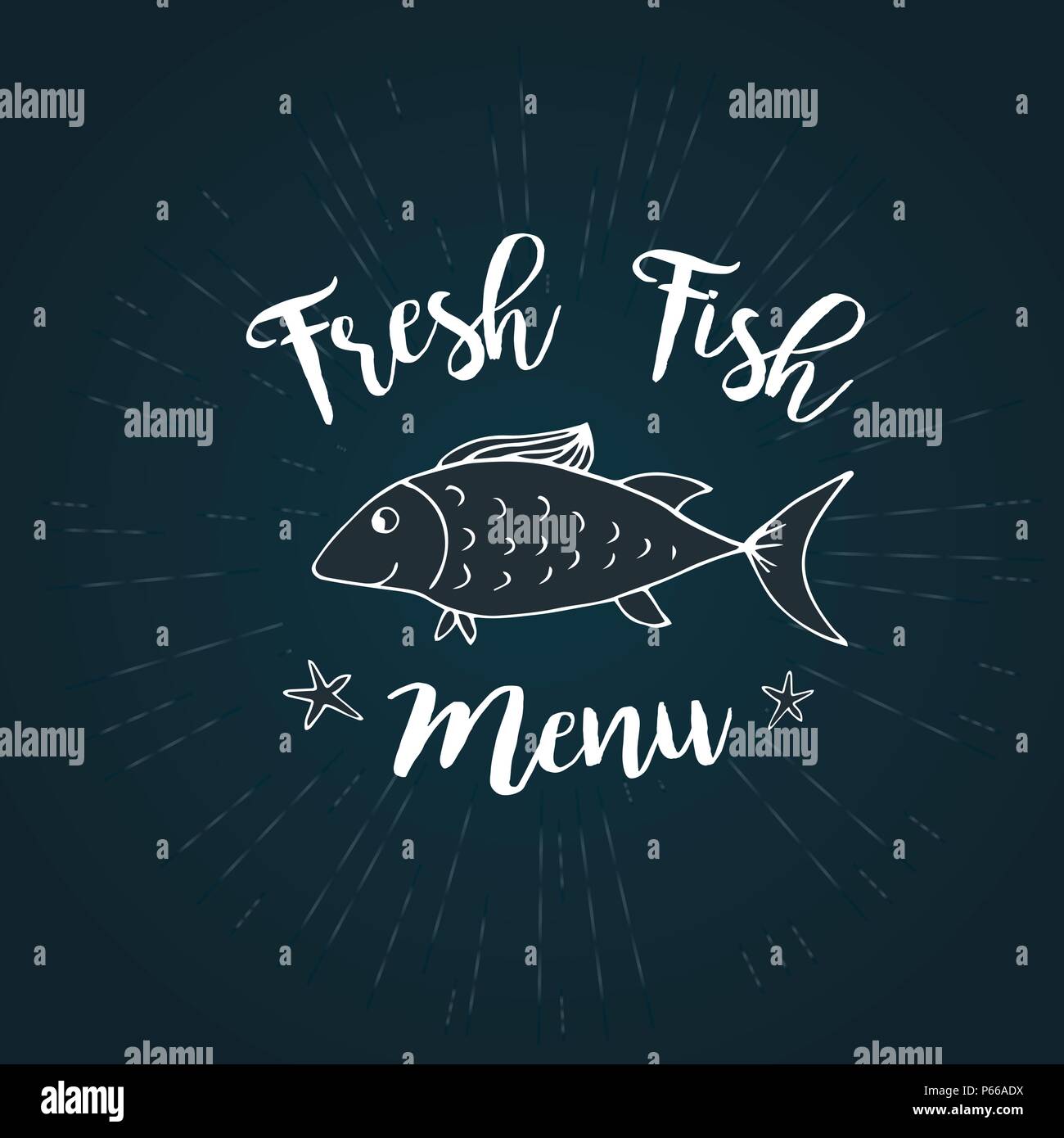 Fish and lettering- fresh menu,blackboard Stock Vector Image & Art - Alamy
