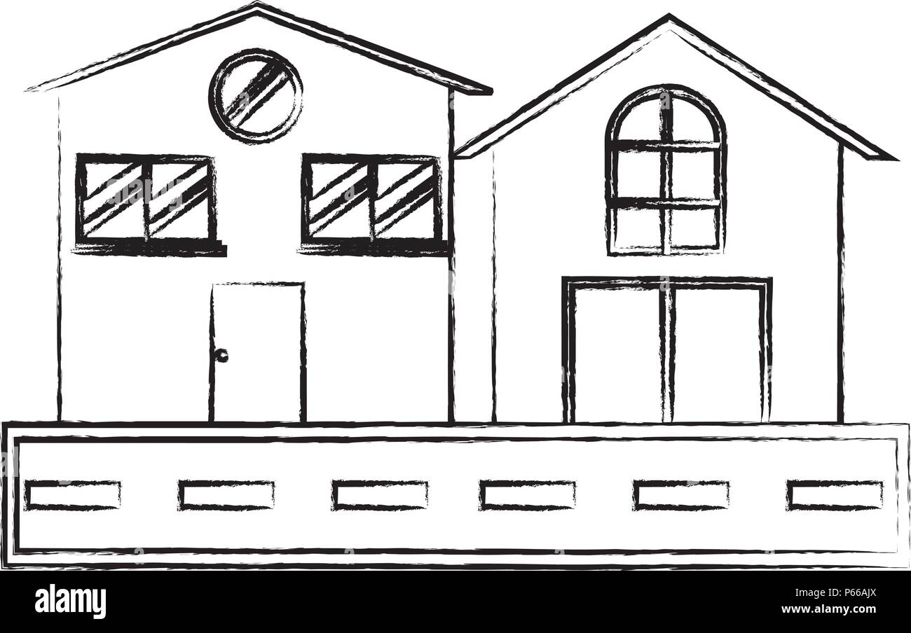 modern houses and street over white background, vector illustration ...