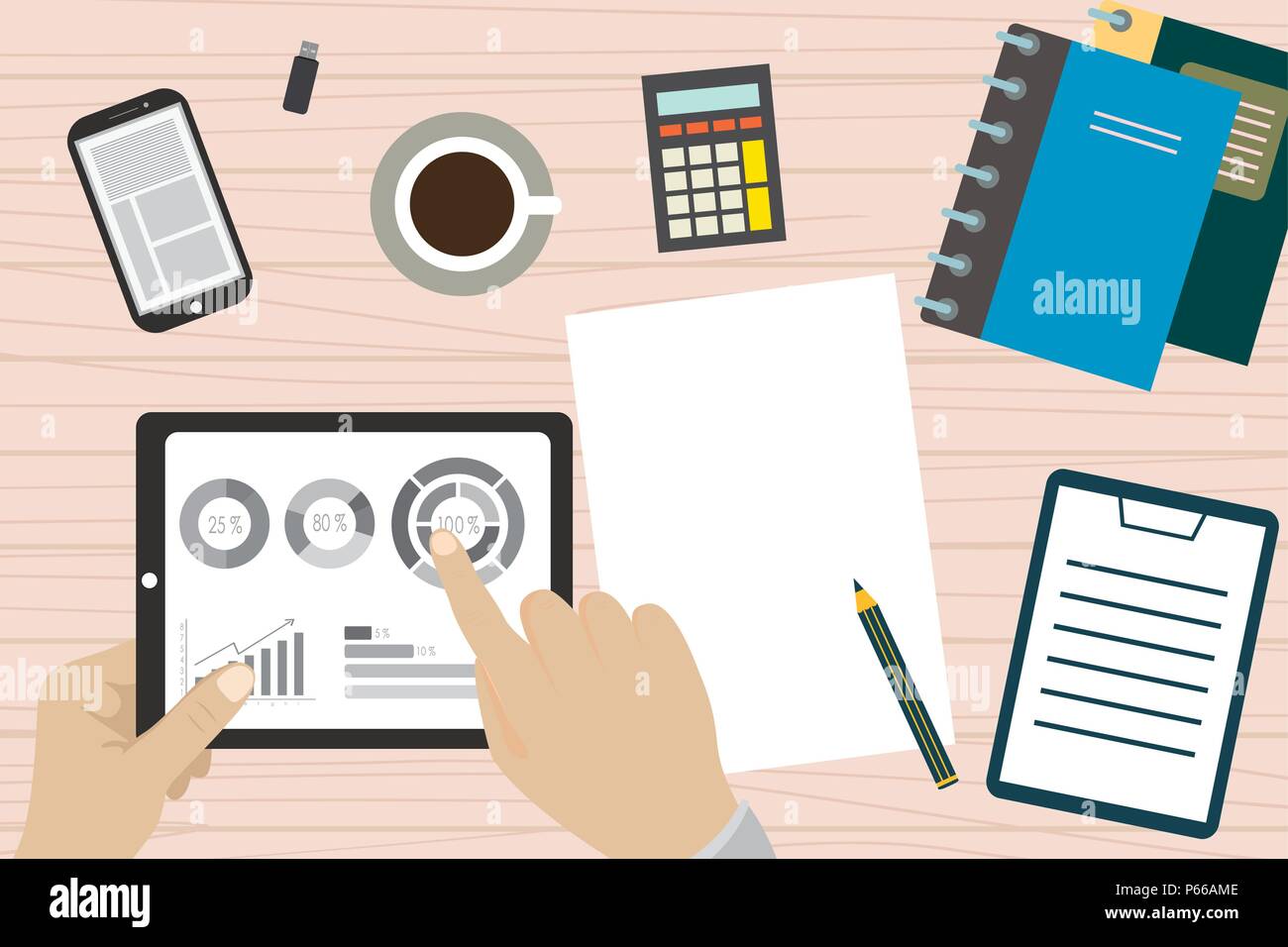 Analytic research mock up, modern electronic and mobile devices Stock ...