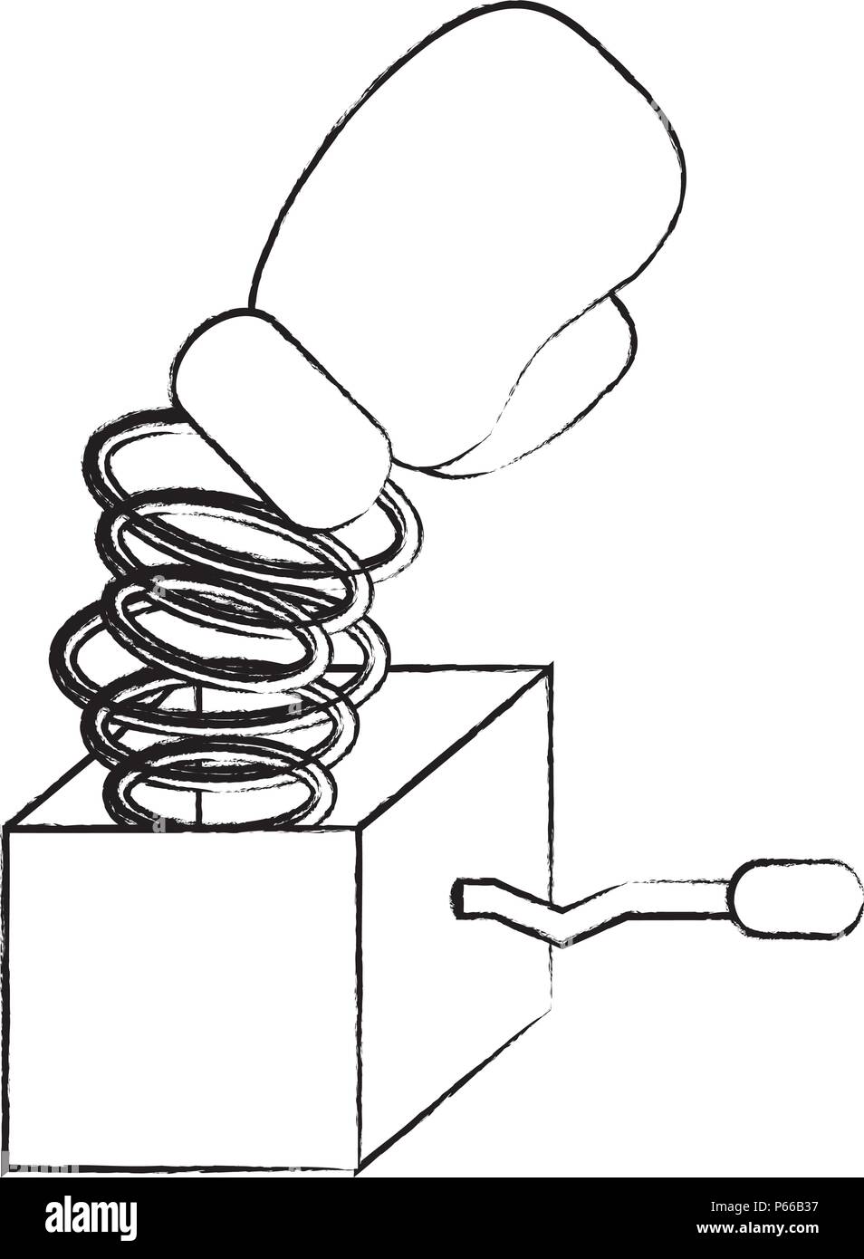 Joke box with boxing glove over white background, vector illustration ...