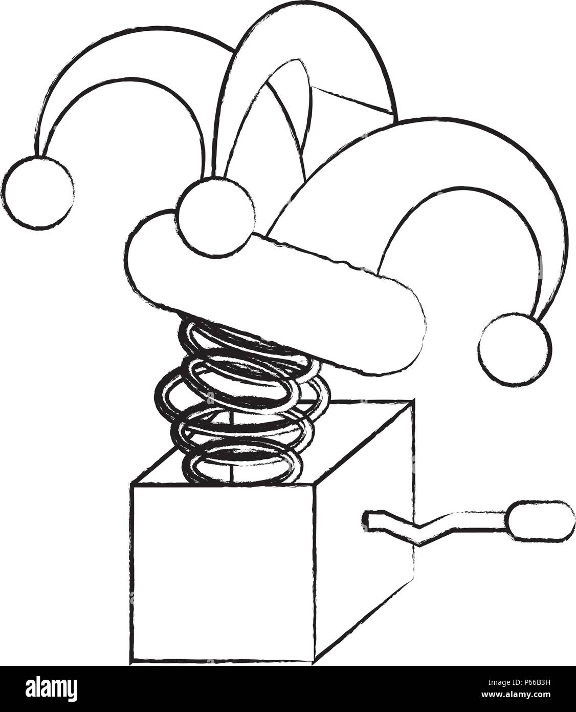 Joke box with jester hat over white background, vector illustration ...