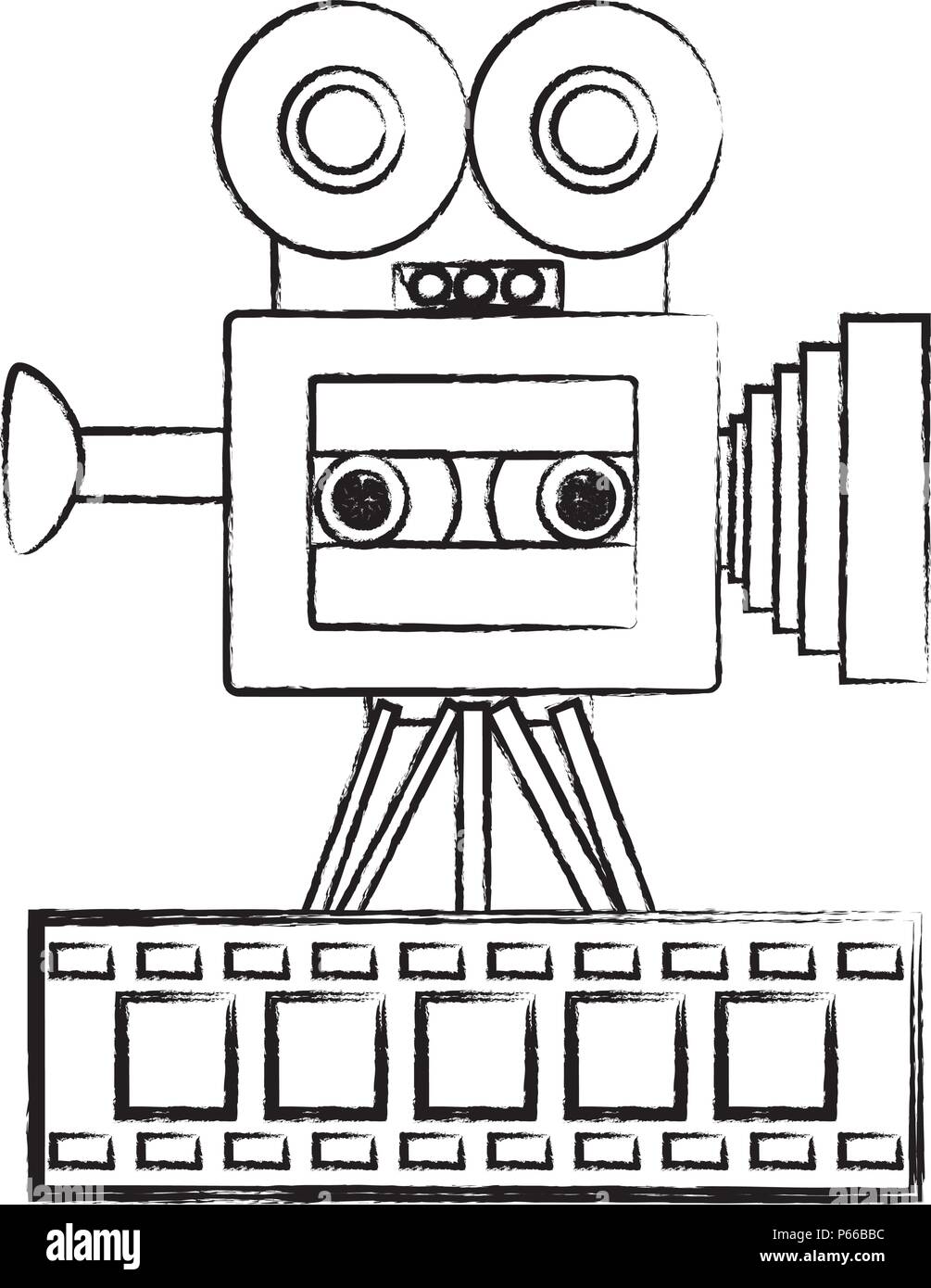 retro video camera icon over white background, vector illustration ...