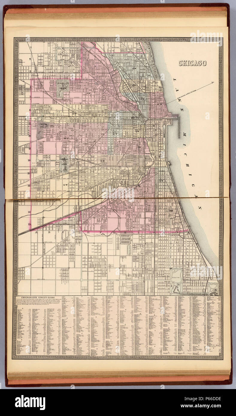 1880 Mitchell map of Chicago Stock Photo - Alamy