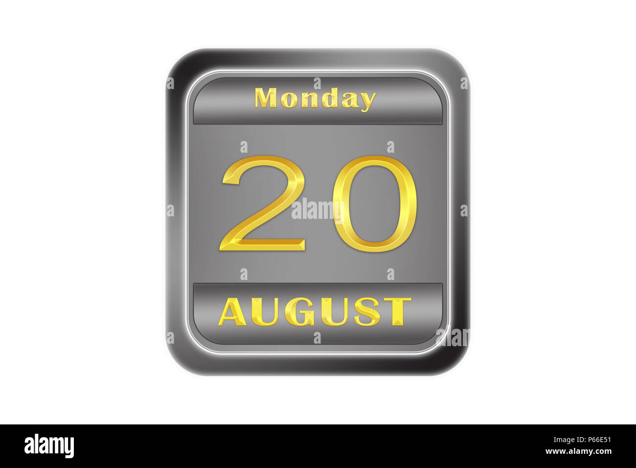 August 20 date digital calendar Cut Out Stock Images & Pictures - Alamy