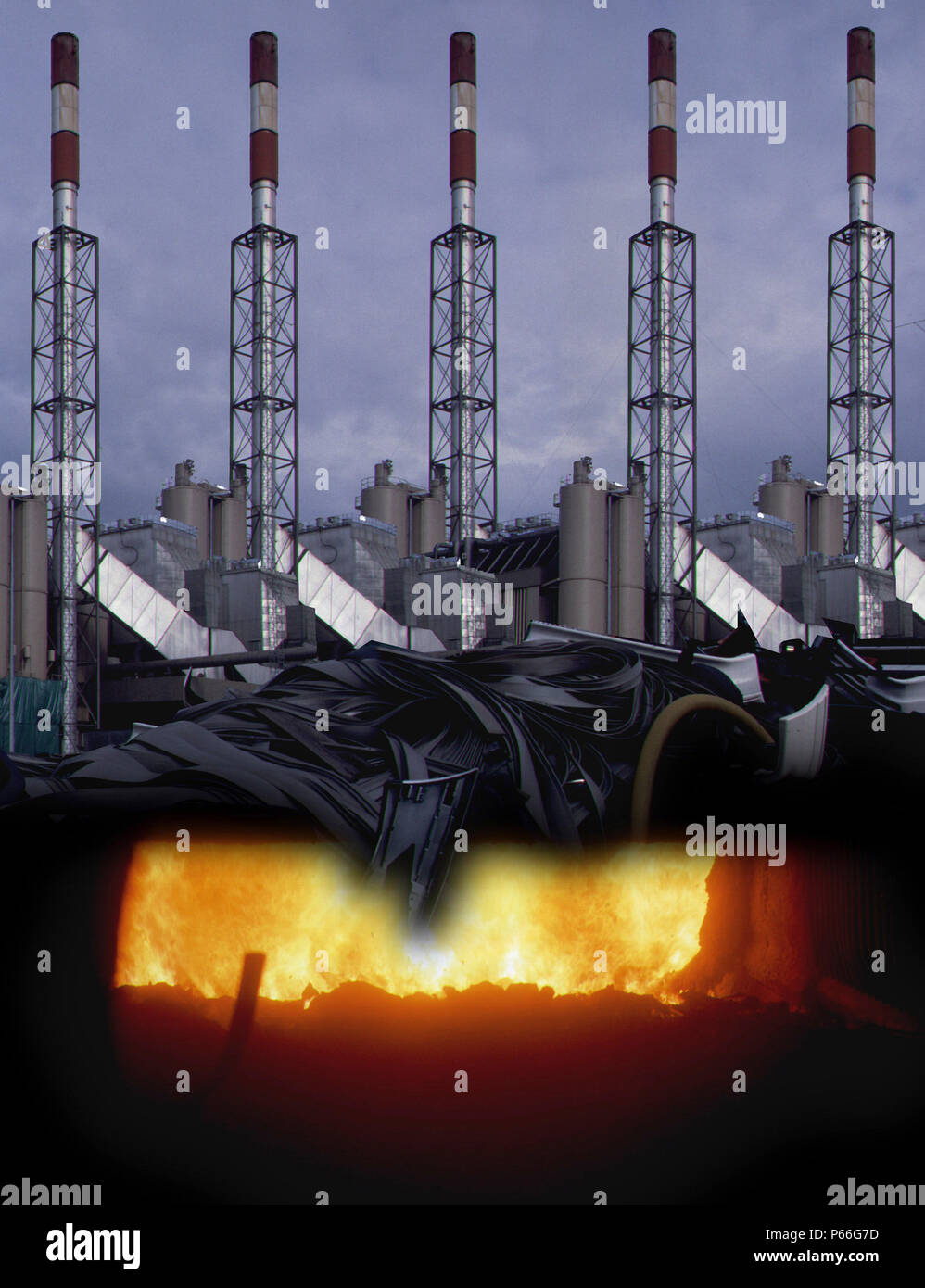 Smokestacks of combustion plants Stock Photo - Alamy