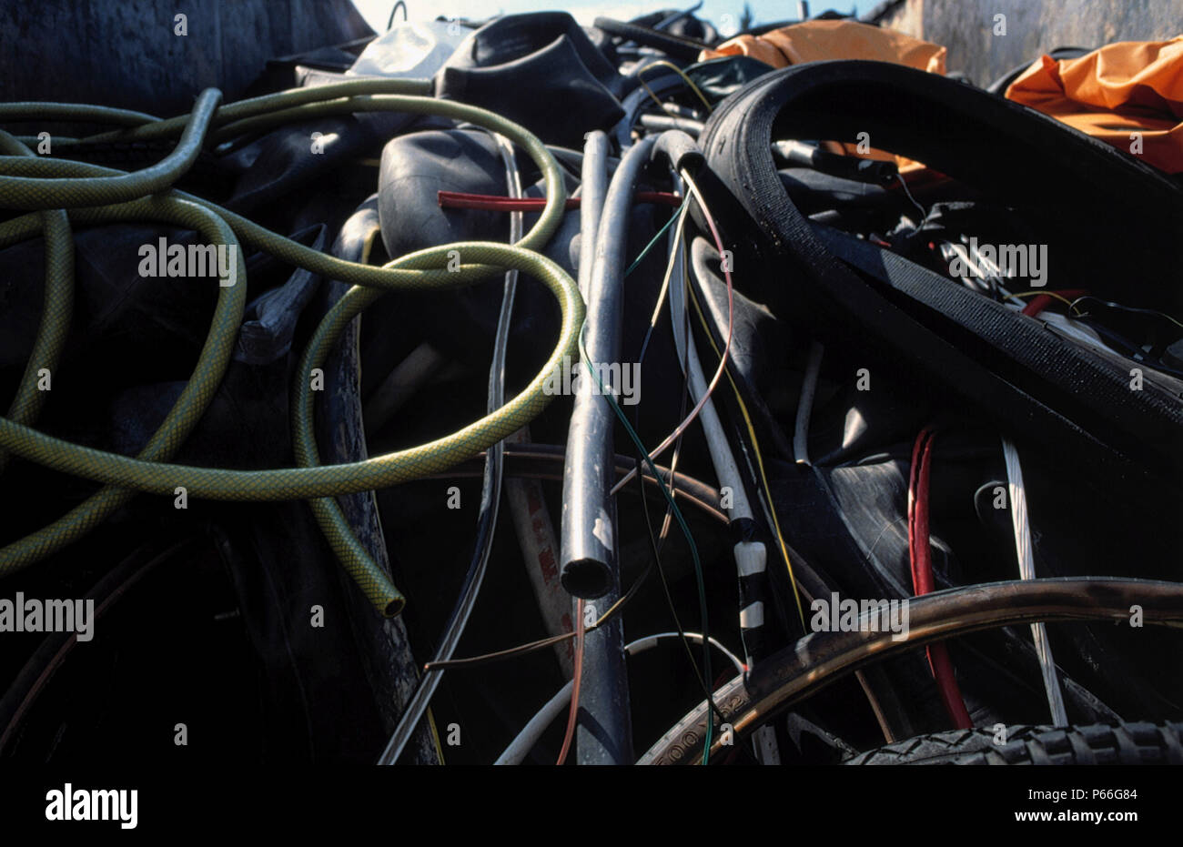 Rubber items collected for recycling Stock Photo - Alamy