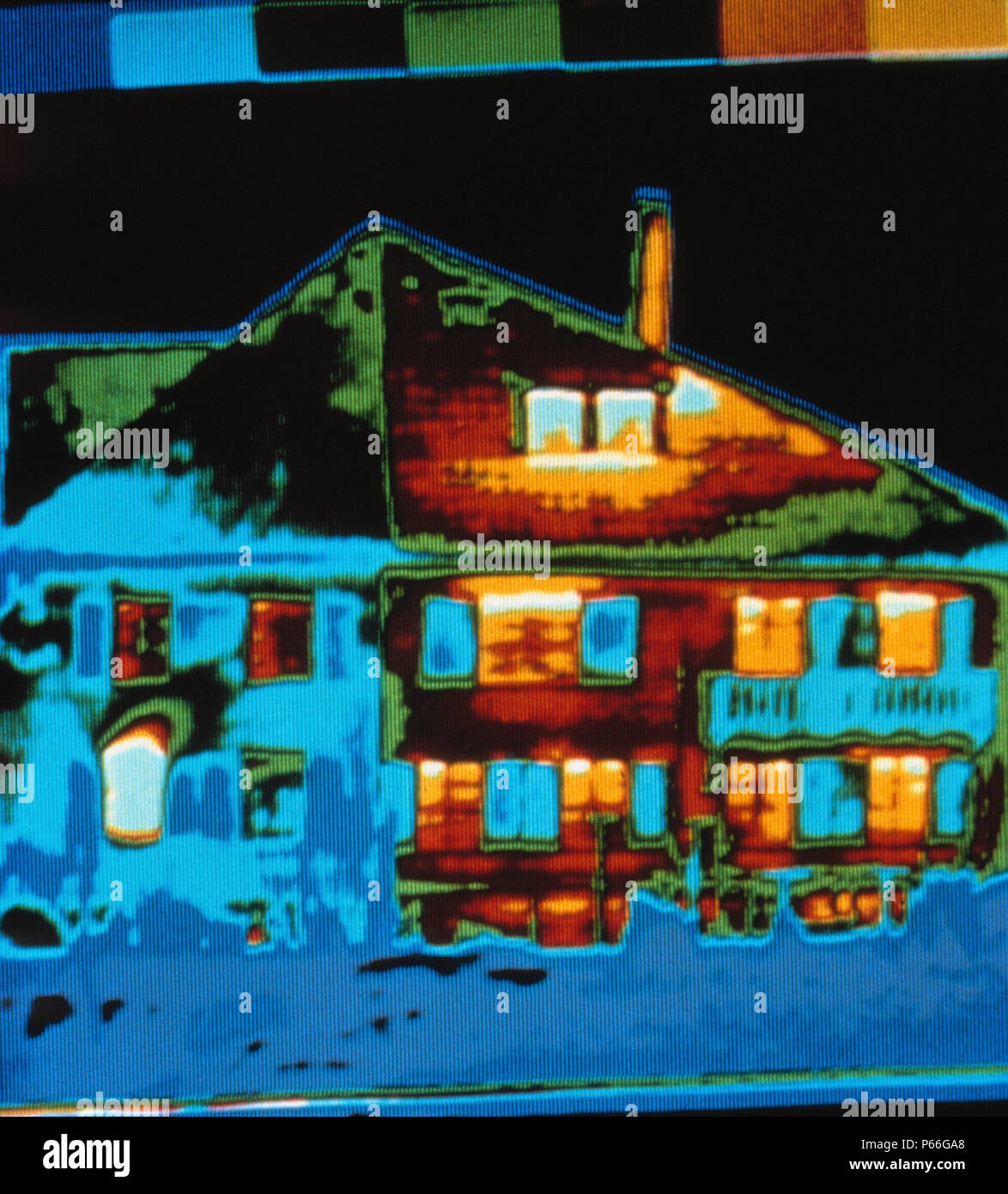 Infrared-Picture of a Thermal Insulated Building (Red Spots mean Bad ...