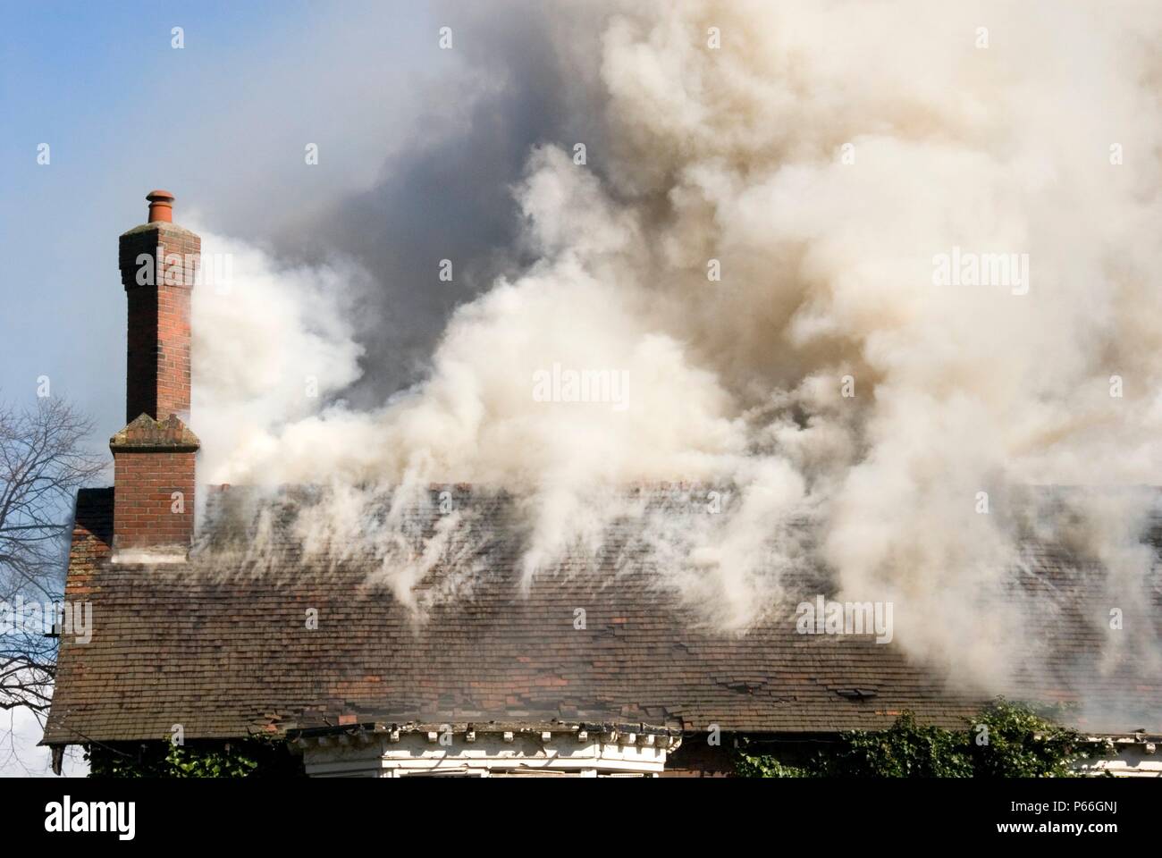 House on fire, detail of roof Stock Photo - Alamy