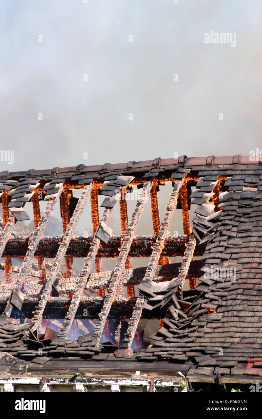 House on fire, detail of roof Stock Photo - Alamy