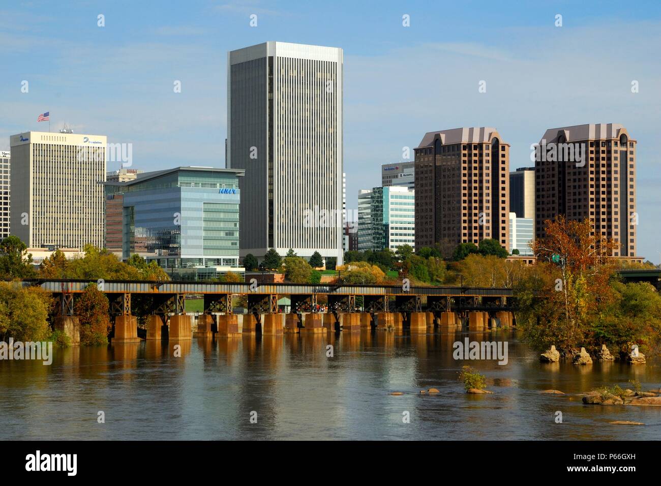 Downtown Richmond, Virginia USA as seen from Belle Isle Park, James ...