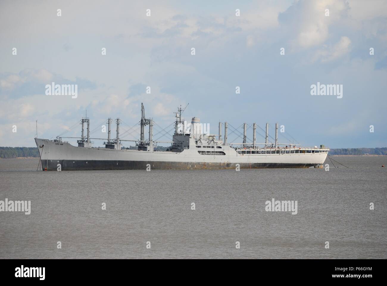 The James River Reserve Fleet, known as the "ghost ships," at anchor in ...