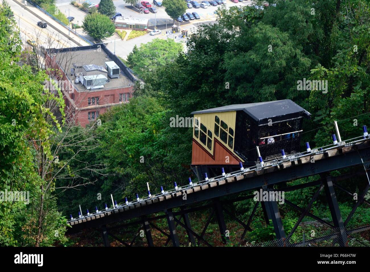 The Monongahela Incline carries passengers from the bottom to the top ...