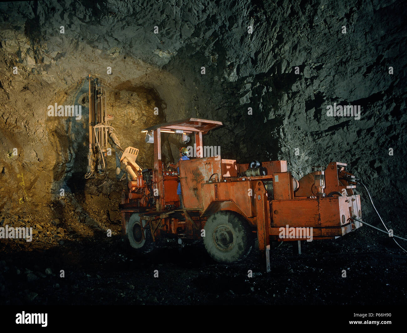 Roof bracing machine stabilising gold mine roof Stock Photo - Alamy