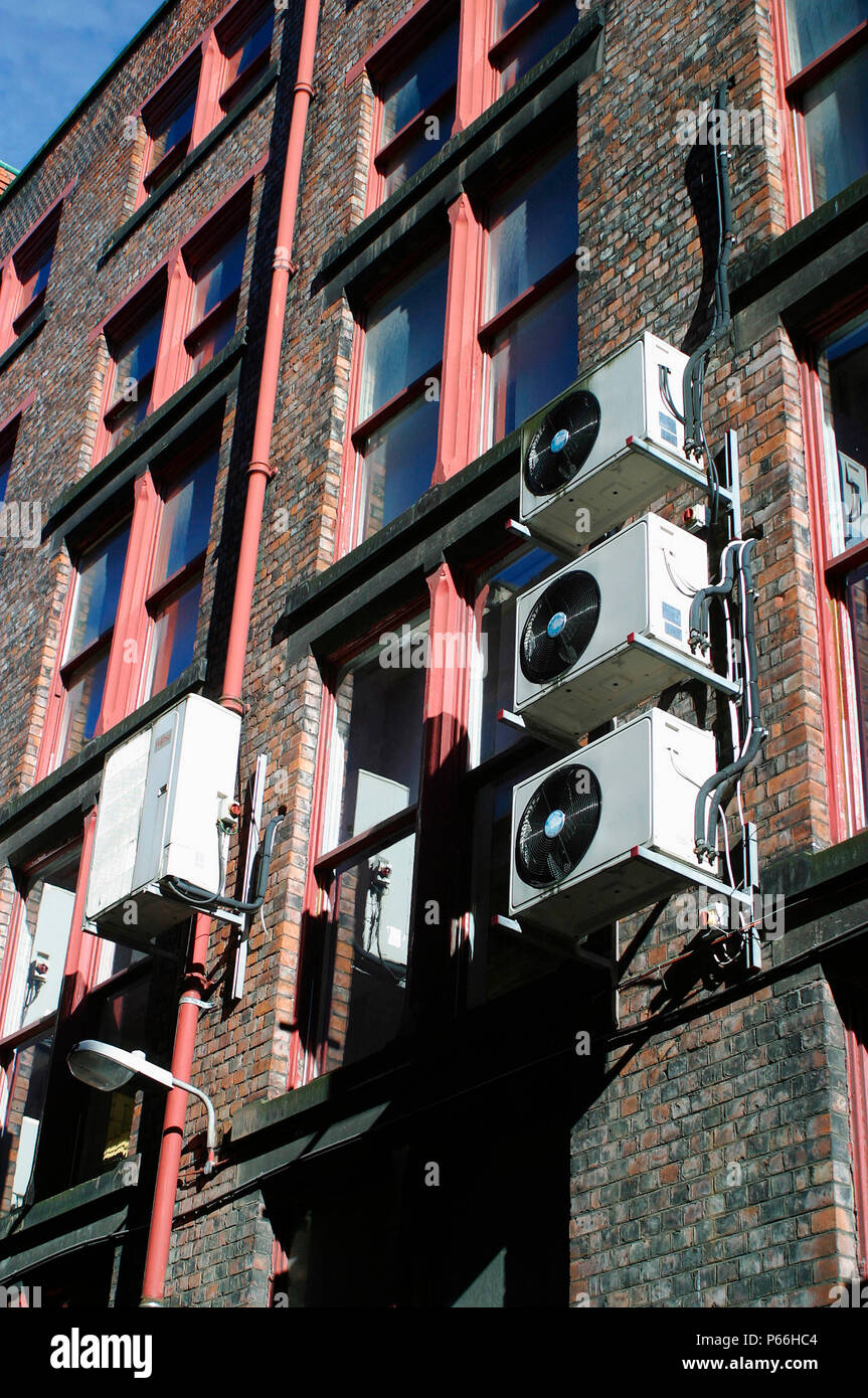 Air cooling units on the rear facade of an office building Stock Photo ...