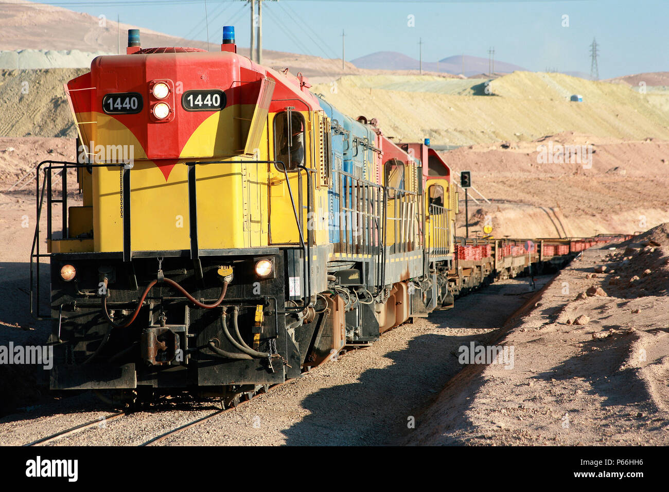 Train Transporting Copper Cathodes From Escondida Open Cast Copper Mine ...