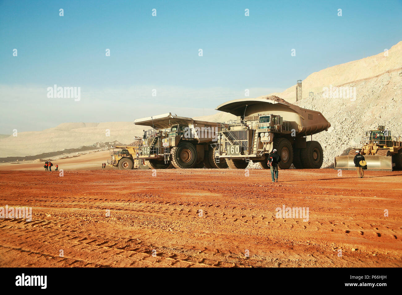 Dumper Truck Driver Beginning The Shift in Escondida, Chile Stock Photo ...
