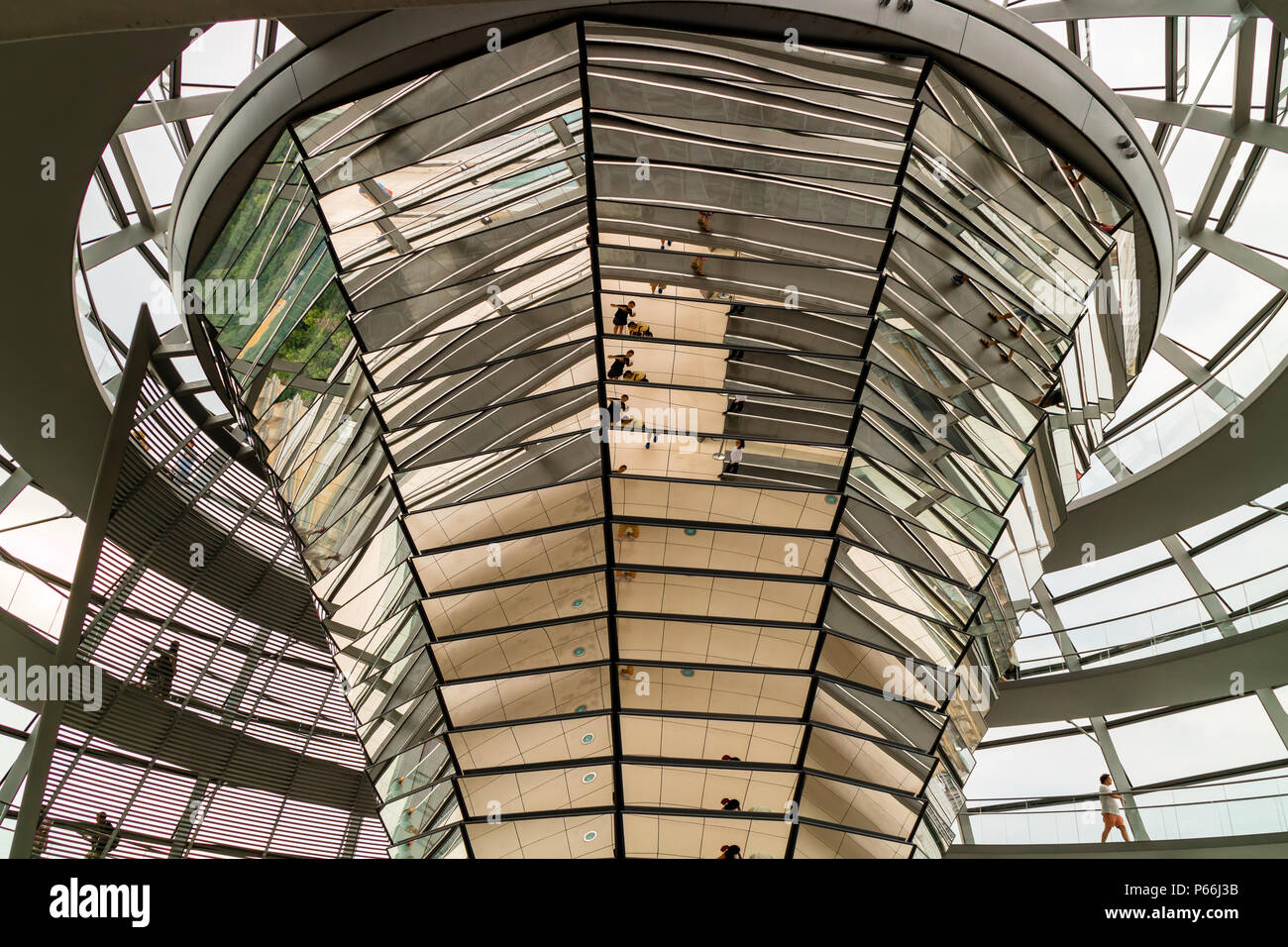 Inside the Reichstag dome in Berlin, Germany. It is a glass dome ...
