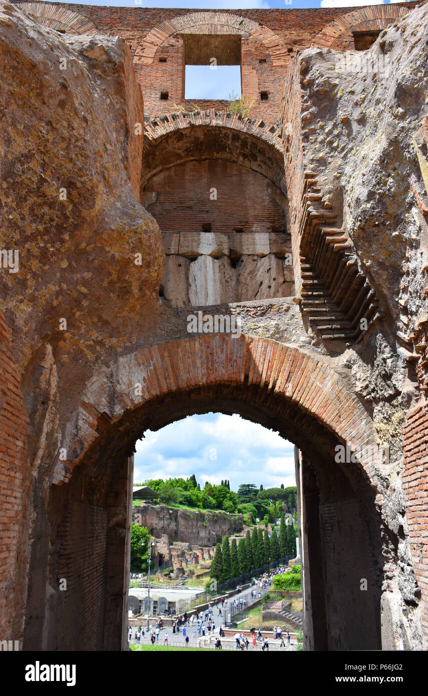 Italy, Rome, Colosseum. View of internal and external architectures ...