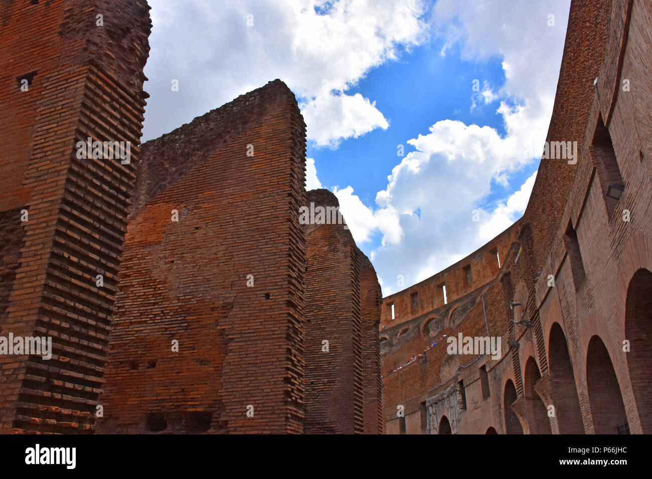 Italy, Rome, Colosseum. View of internal and external architectures ...