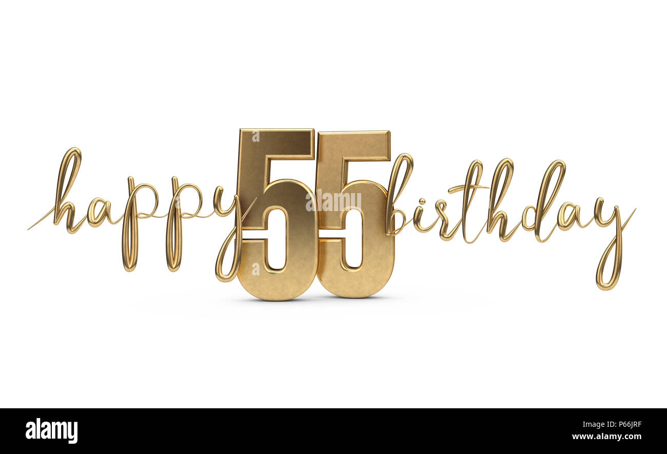 Happy 55th birthday gold greeting background. 3D Rendering Stock Photo ...