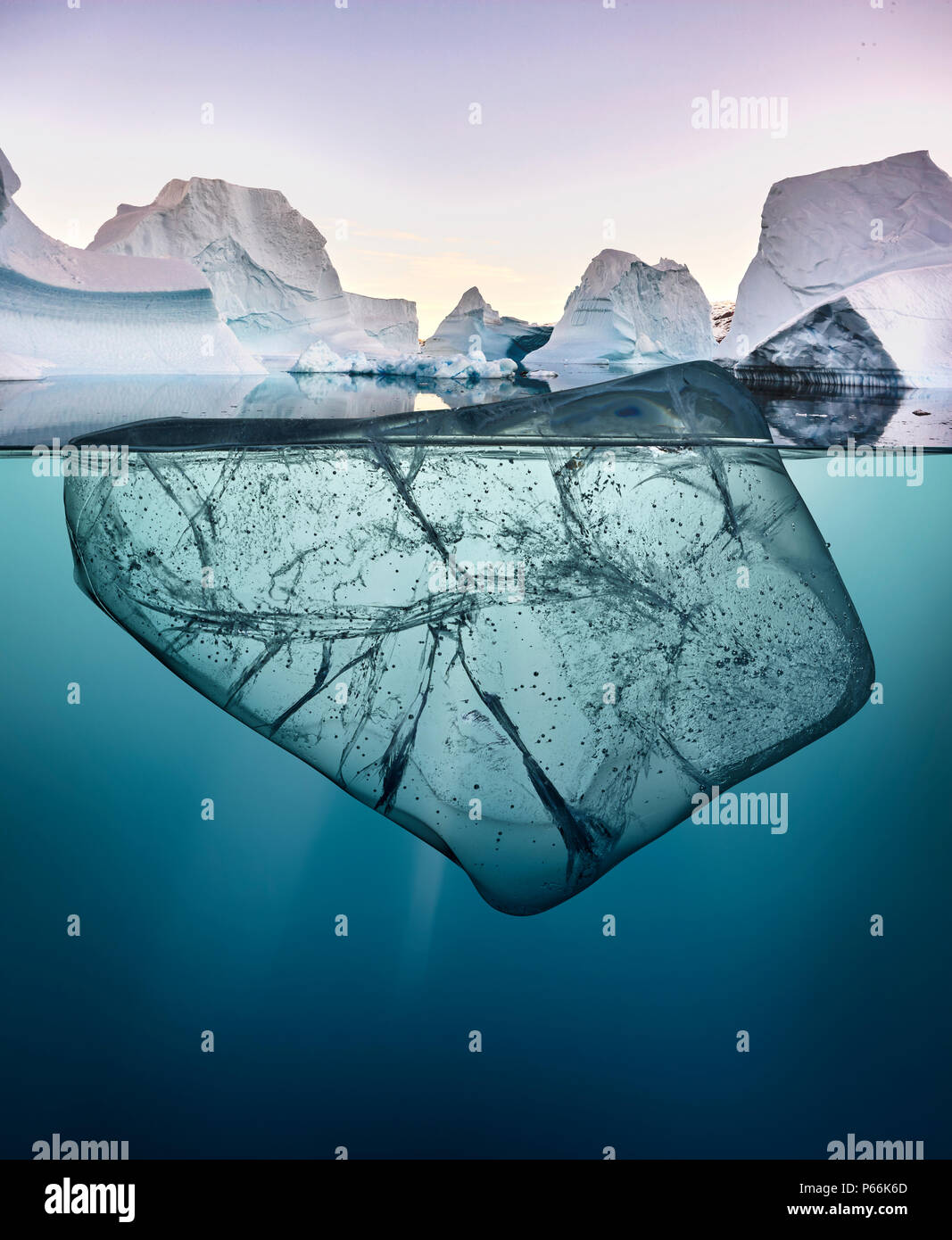 block of ice with underwater view and greenland background Stock Photo ...