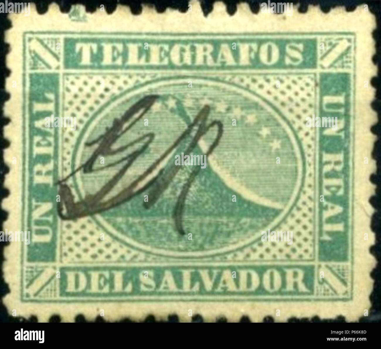 1882 El Salvador telegraph stamp Stock Photo - Alamy