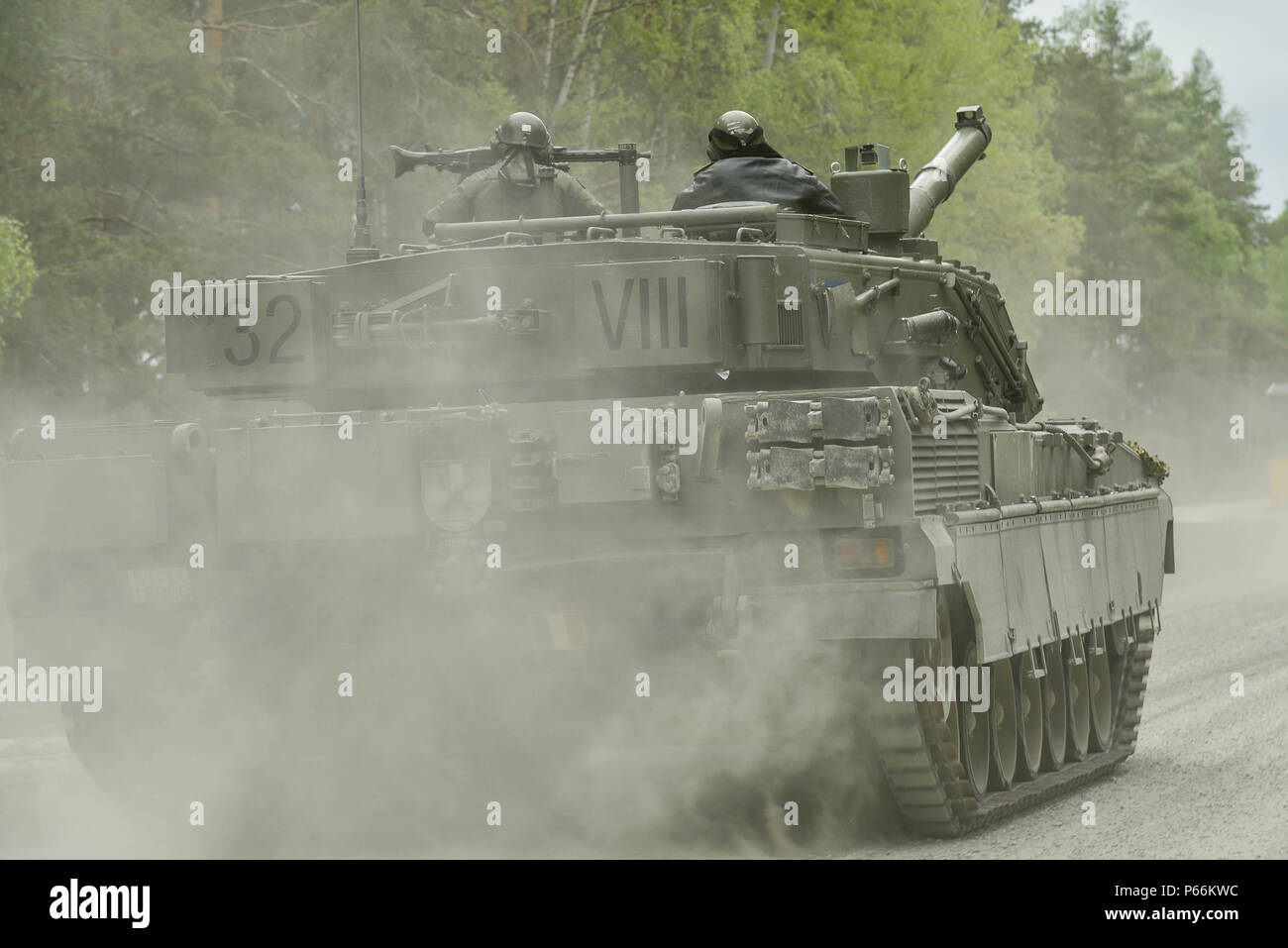 An Ariete Italian tank return to the starting point after firing ...