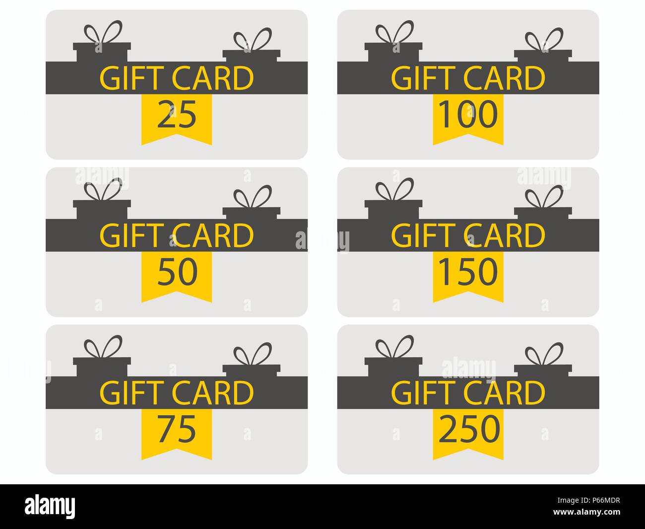Gift card with gift box and ribbon, black and yellow color. Shopping ...
