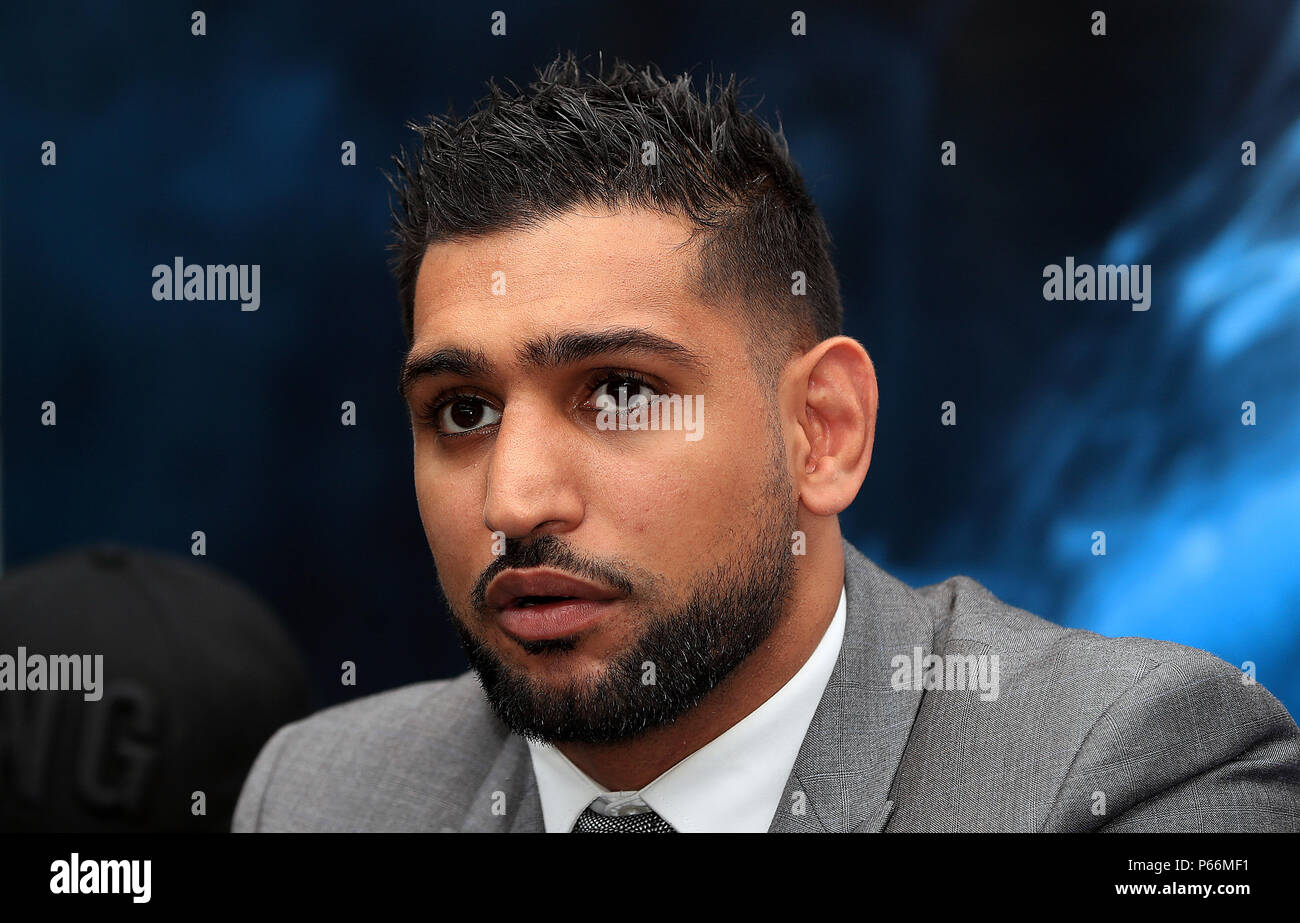 Amir Khan during the press conference at Arena Birmingham Stock Photo ...