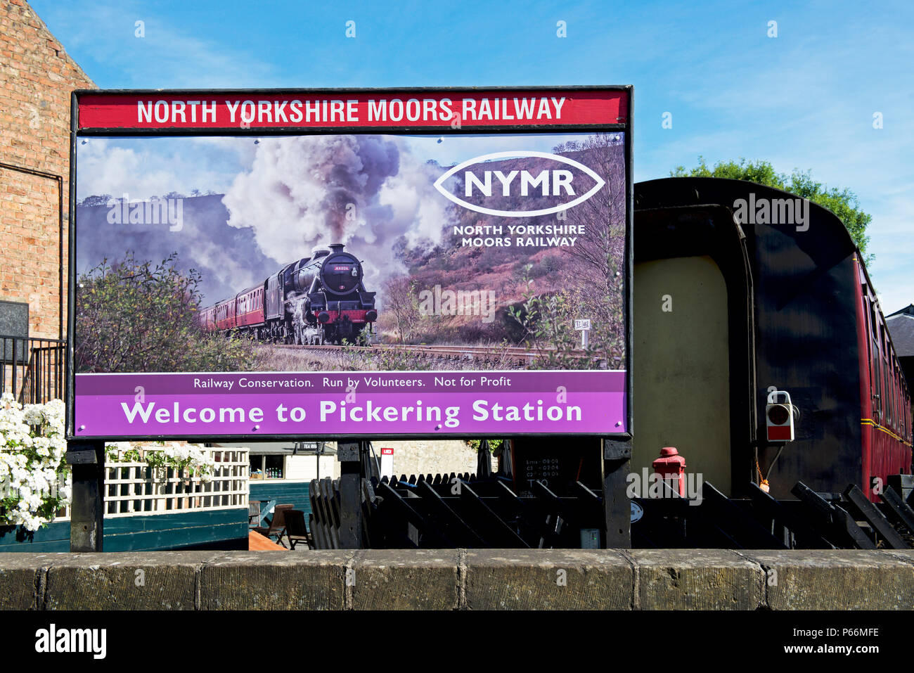 Sign for North Yorkshire Moors Railway, Pickering, North Yorkshire ...