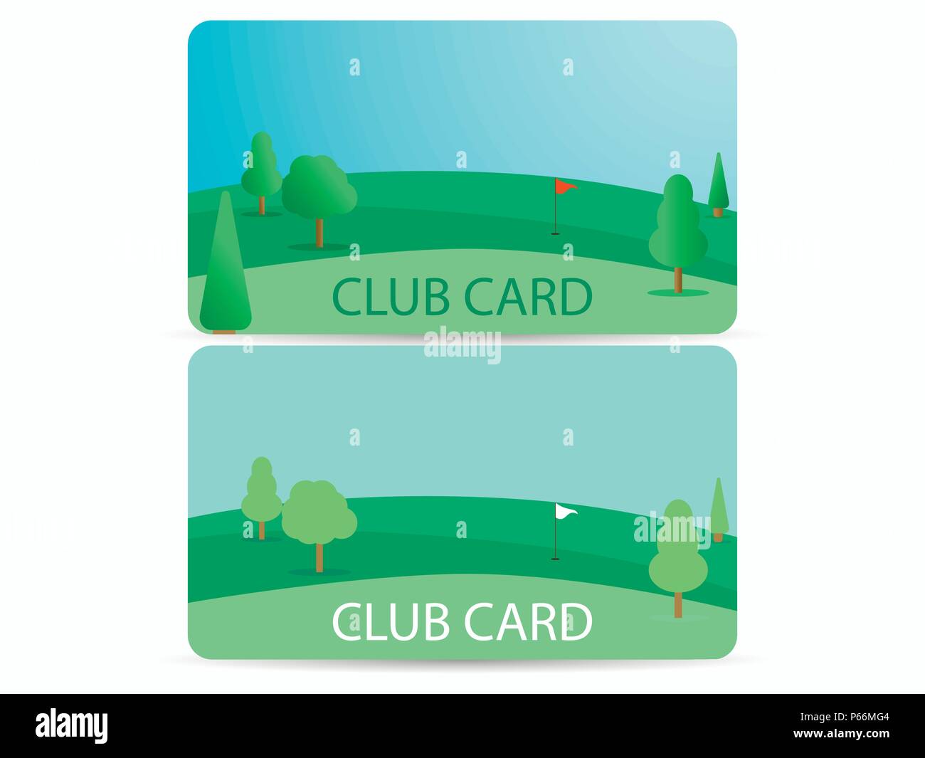 Club card with a golf course. Membership in a golf club. Field with a ...