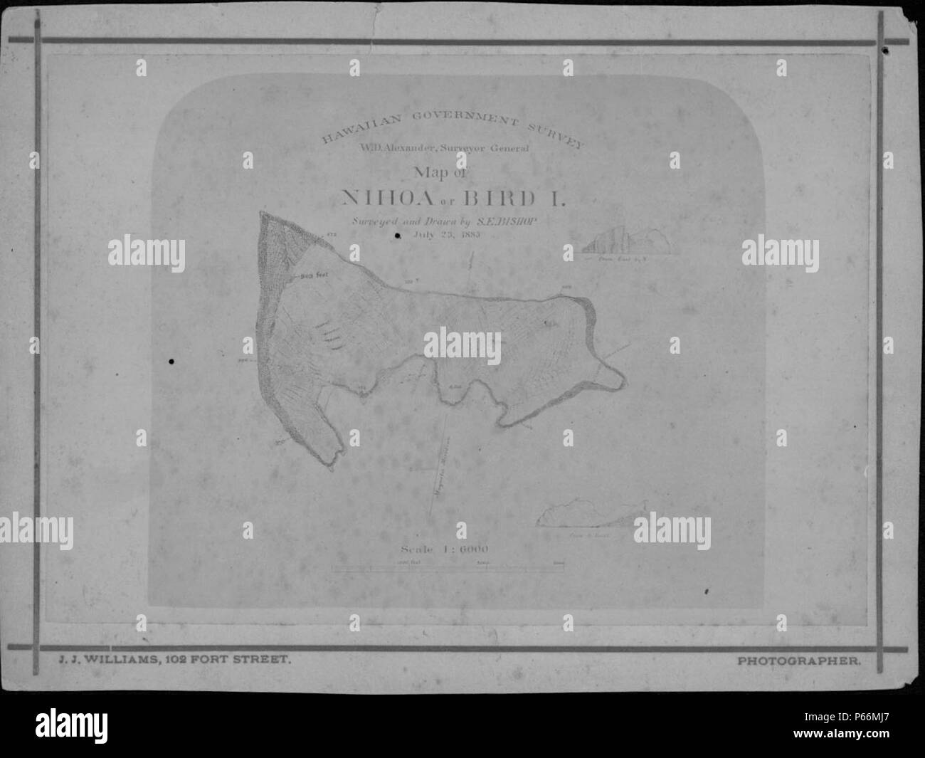 1883 Map of Nihoa or Bird Islands, photograph by J. J. Williams (PP-45 ...