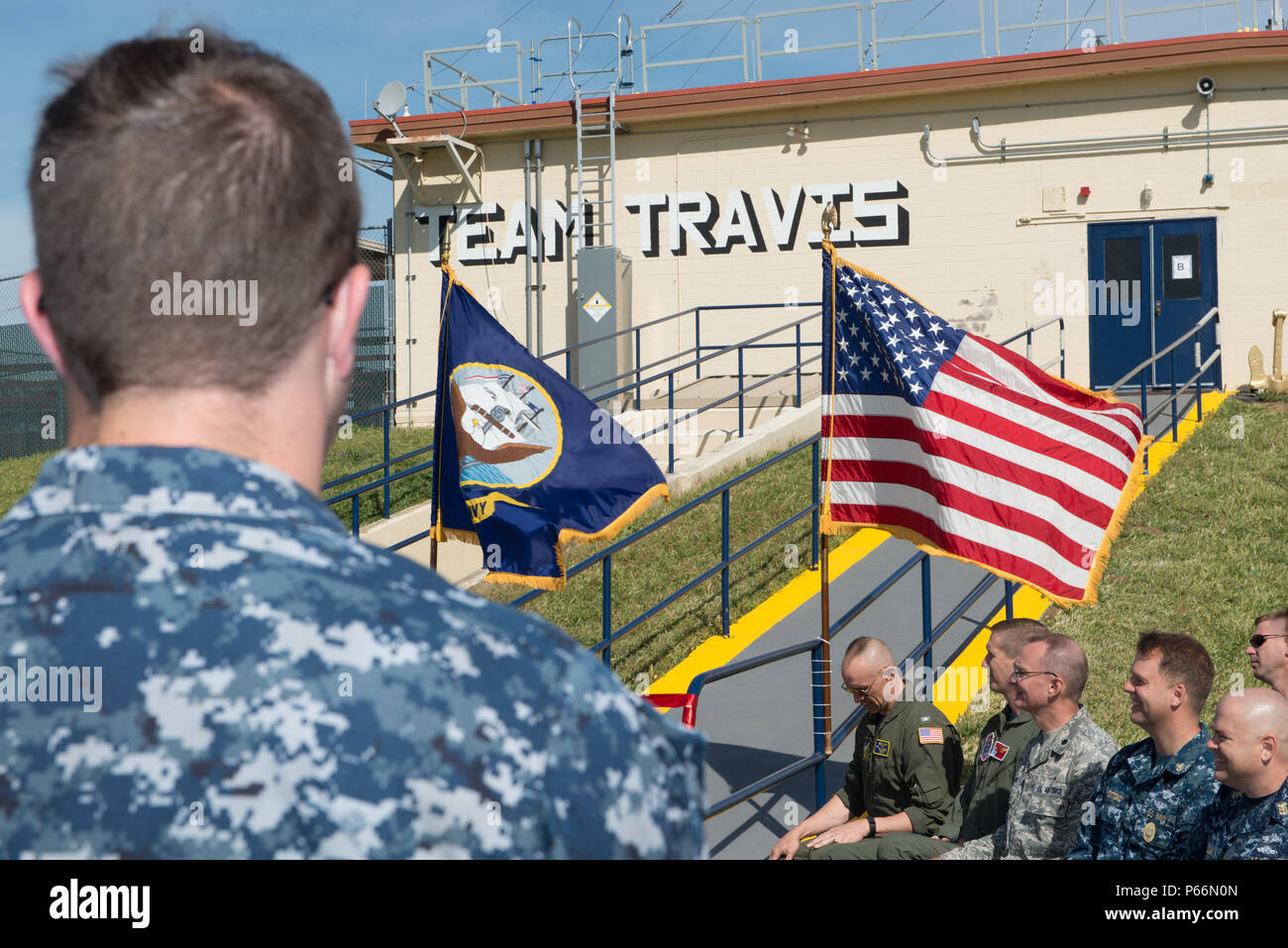 Sailors stand in formation during the VQ-3 ribbon cutting ceremony. The ...