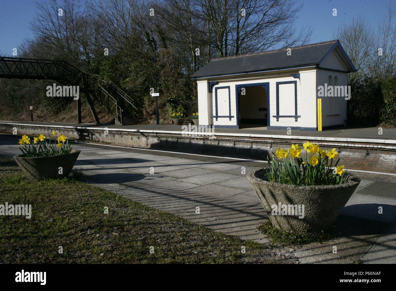 Flower tubs and waiting shelter at Menheniot station, Cornwall. 2006 ...