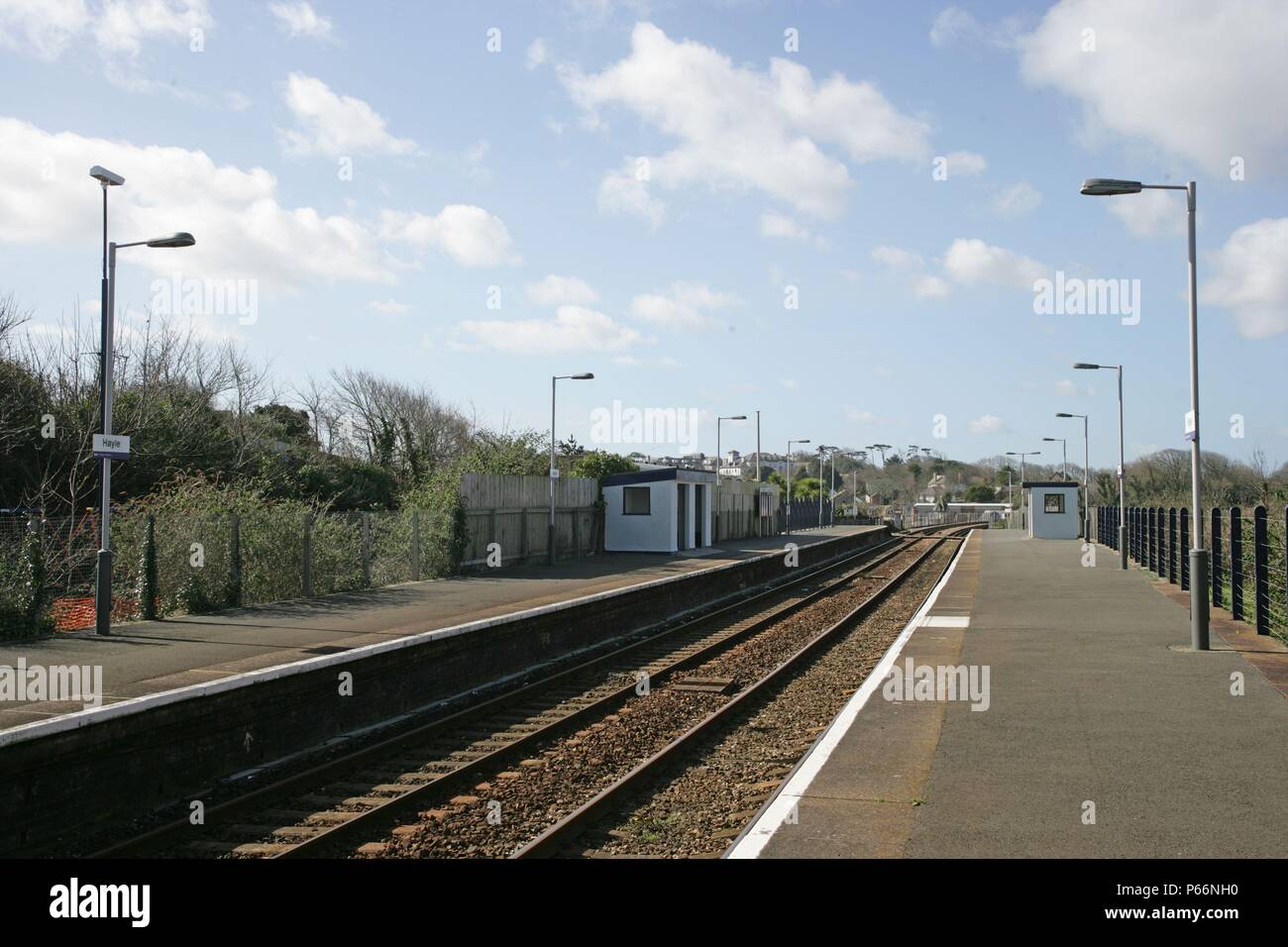 General platform view at Hayle station, Cornwall, showing the waiting ...