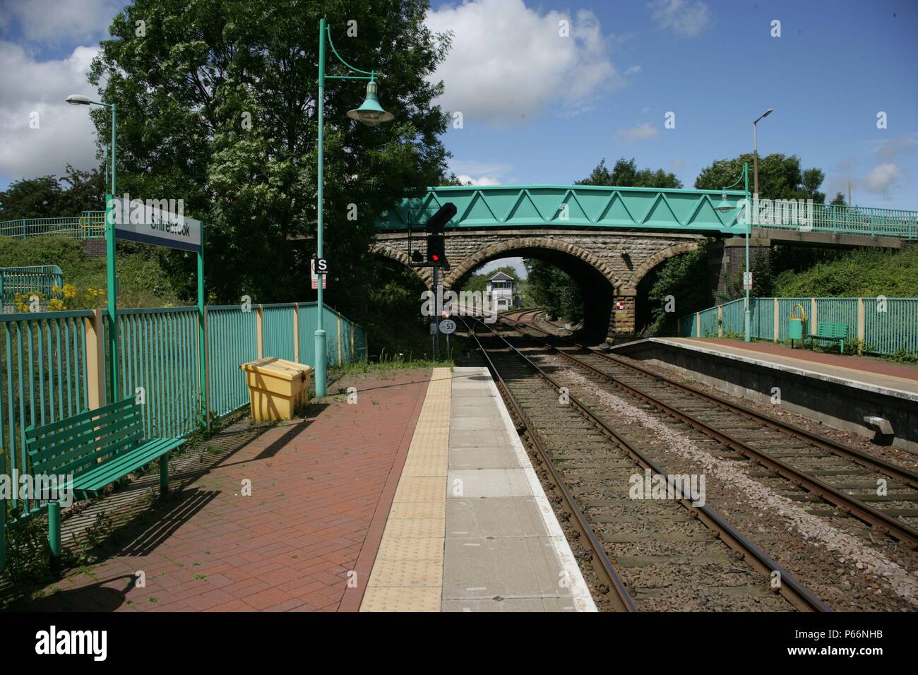 General platform view at Shirebrook station, Derbyshire showing the ...