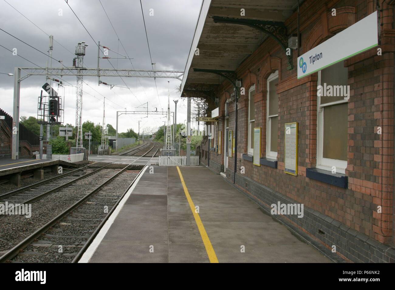 General platform view at Tipton station, West Midlands, showing ...