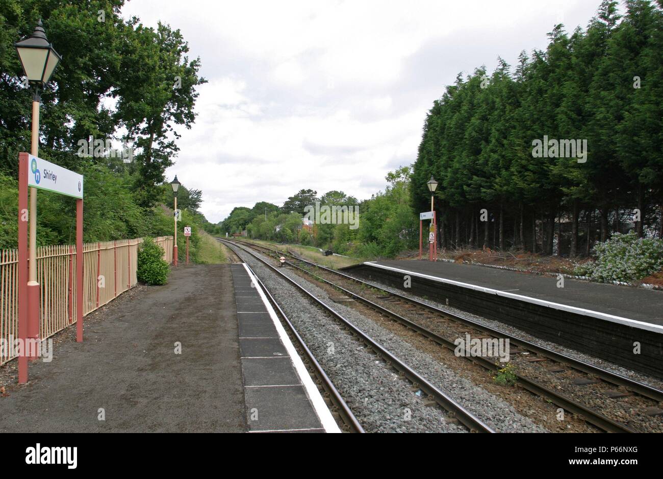 General platform view of Shirley station, West Midlands showing ...