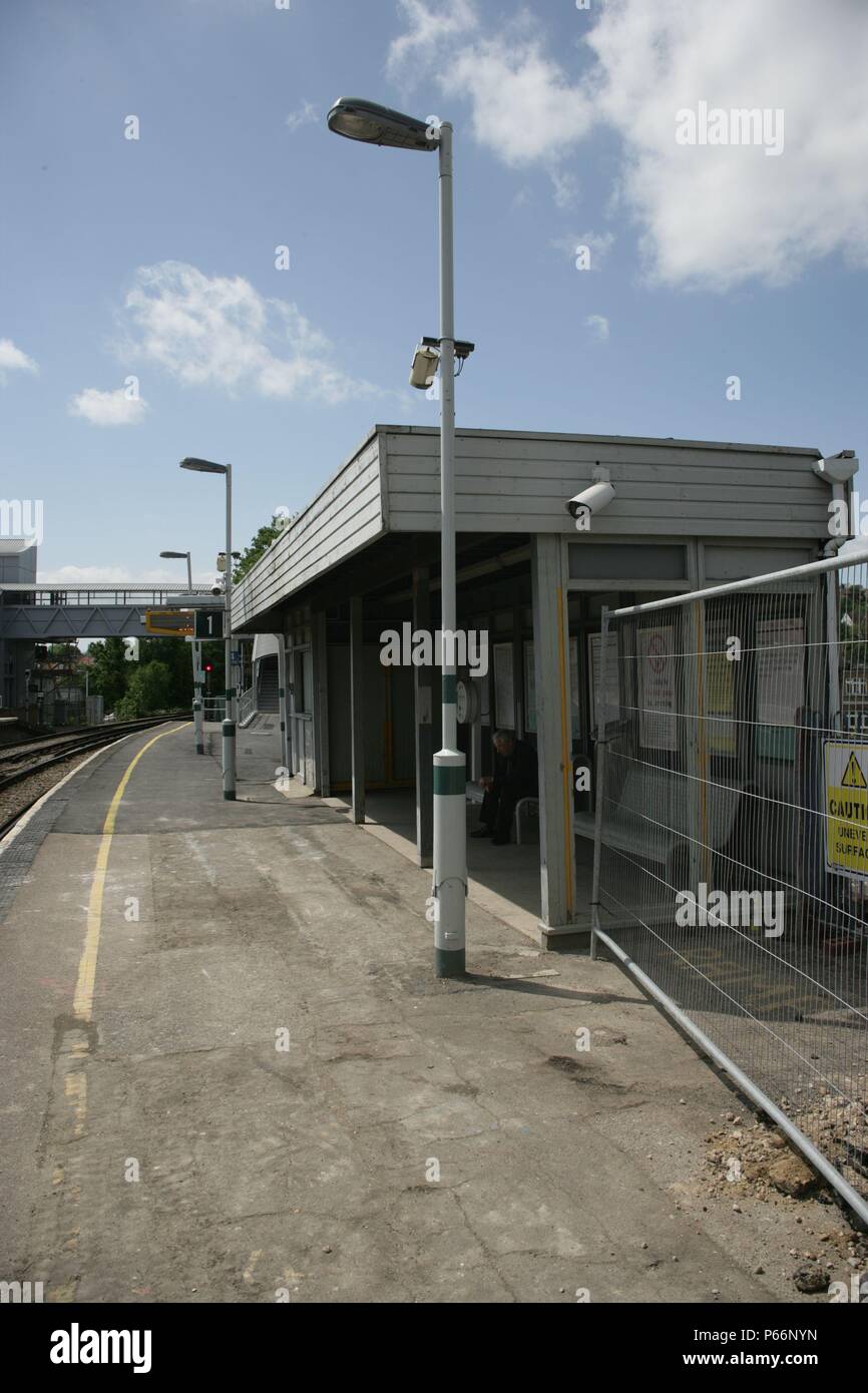 General view from the platform at Smitham station, Greater London ...