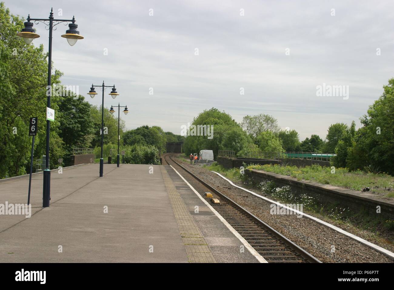 General view of the platform and platform lighting at Olton station ...