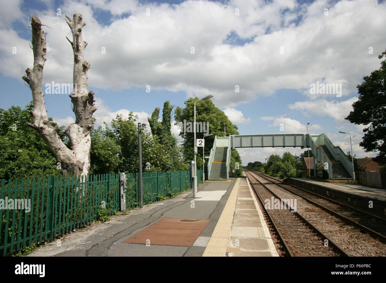 General view of the platforms and footbridge at Bingham station ...