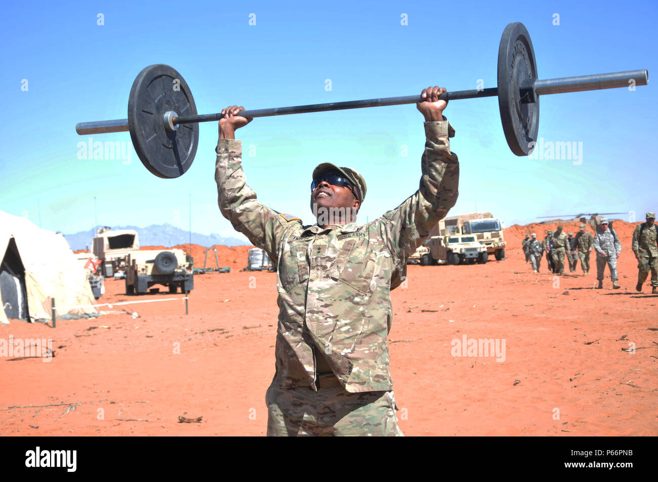 Maj. Gen. Stephen Twitty, 1st Armored Division, commanding, works out ...