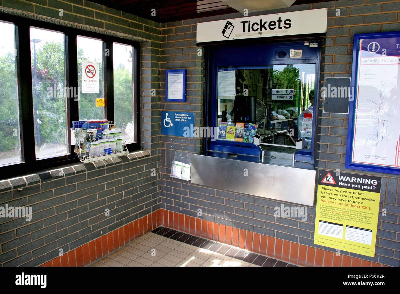 Interior of the booking hall at Widney Manor station, West Midlands ...
