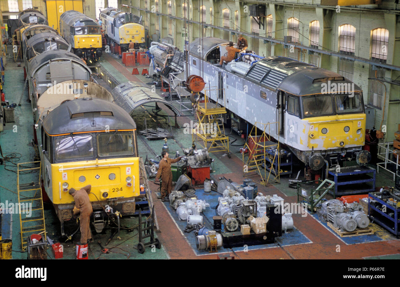 Locomotives under overhaul at British Rail Maintenance depot, Doncaster ...