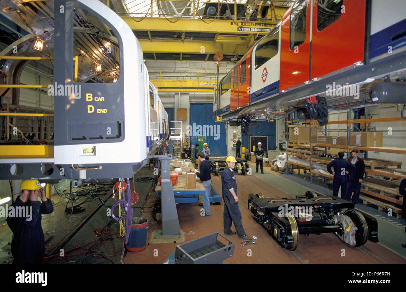 LUL stock under construction at BREL, Derby. Lowering carriage onto ...