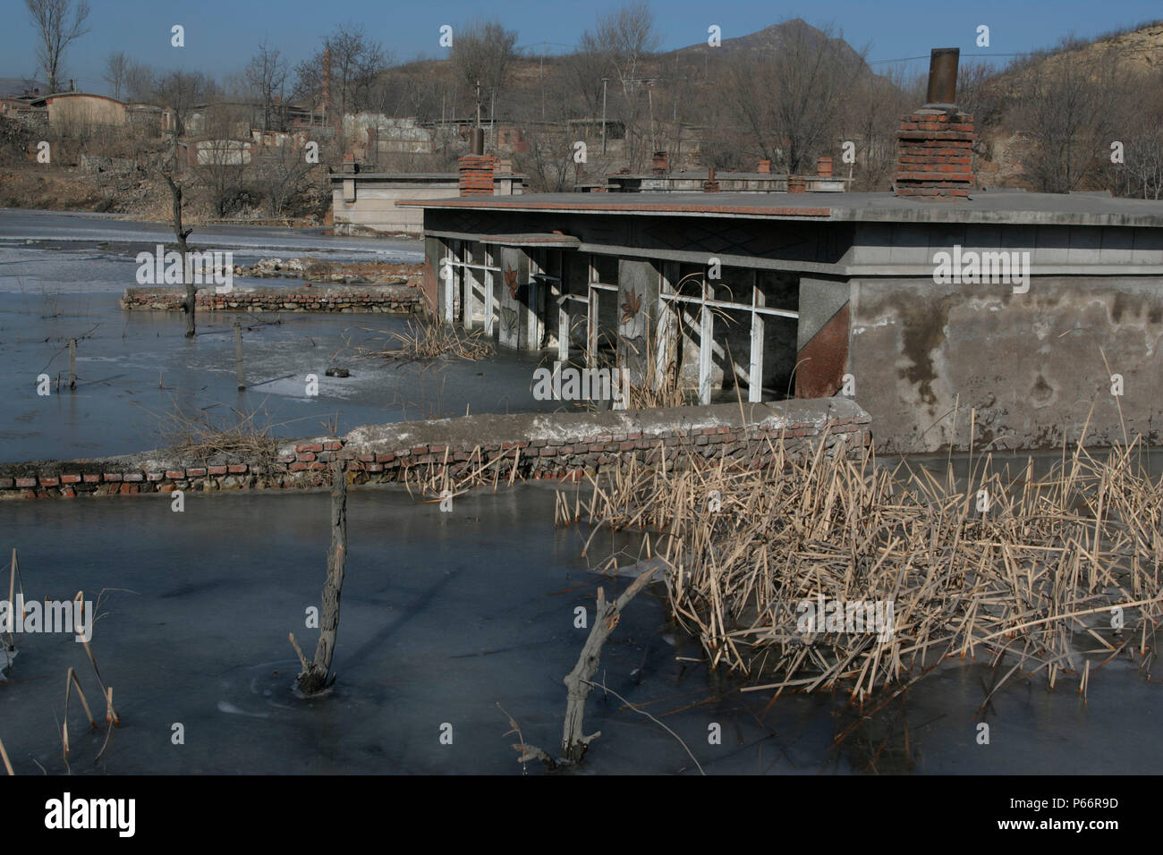 Mining Subsidence Houses Sunk Vertically Into The Ground Through