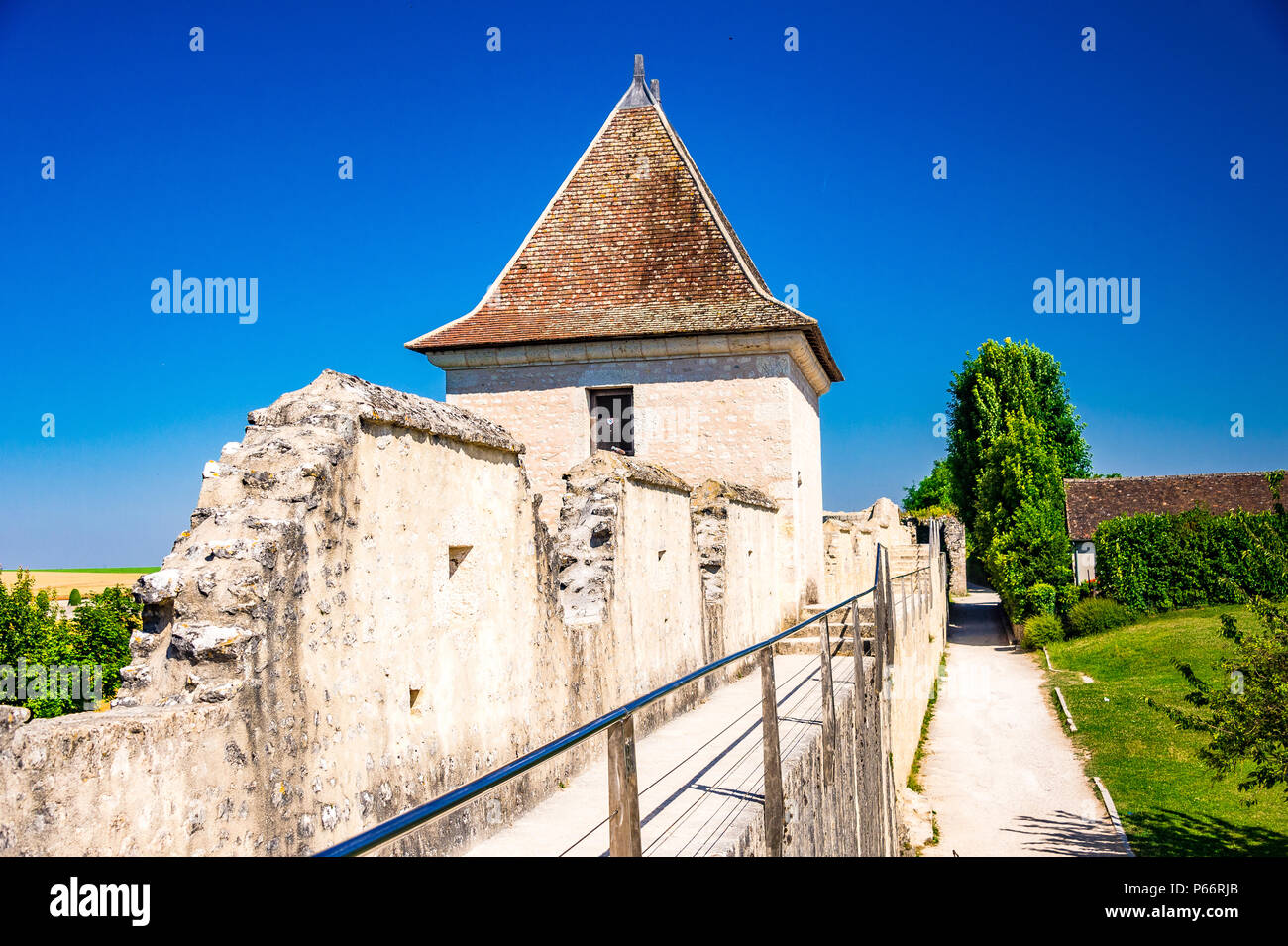 The medieval fortified wall was built in the 13th century in Provins ...